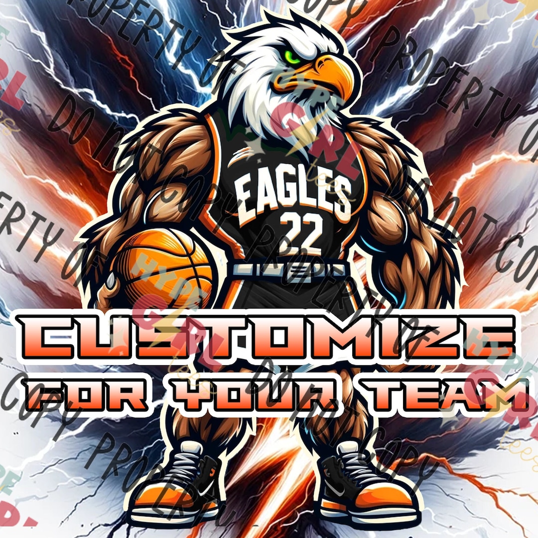 Eagles Basketball Mascot Digital File Black & Orange Variation. Other ...