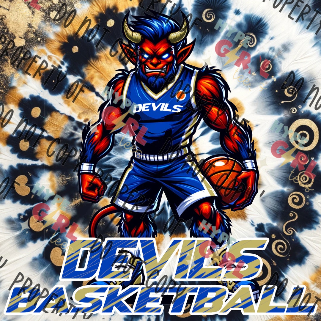 Devil Basketball Mascot Digital File Navy & Gold Variation. Other ...