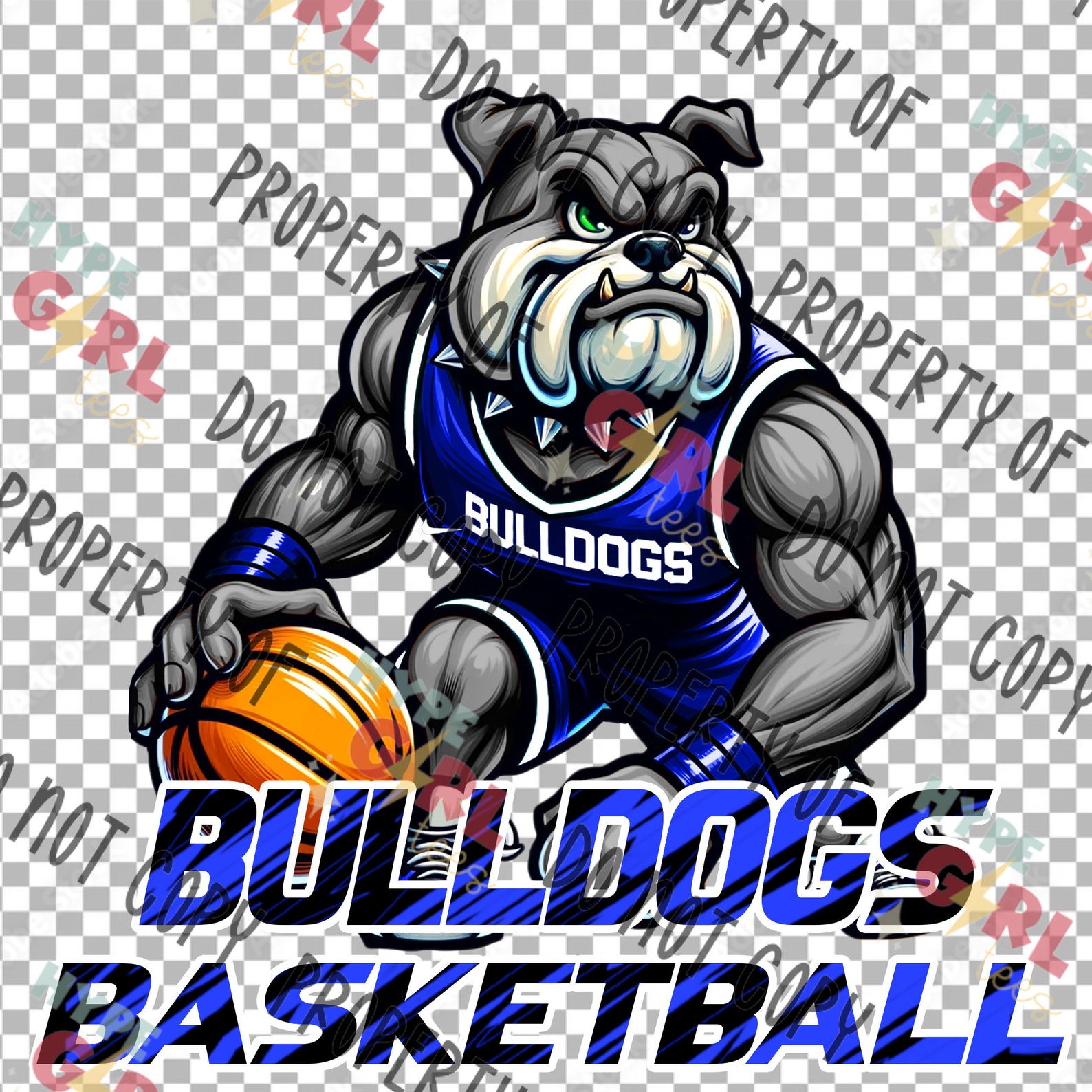 Bulldogs Basketball Mascot PNG, Digital File. Blue and White Variation ...
