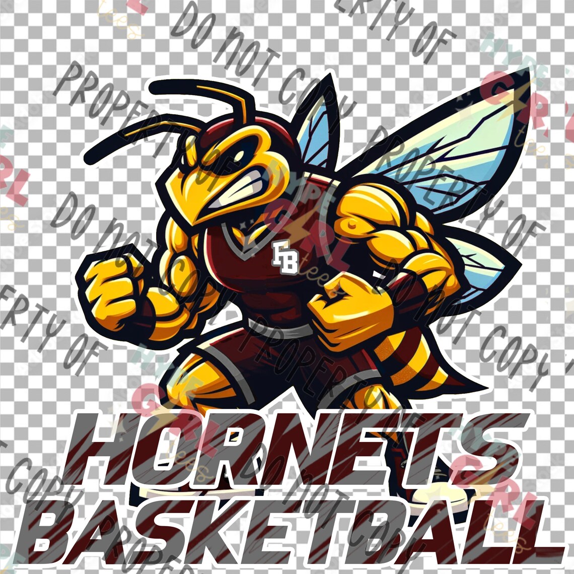 Hornets Basketball Design PNG Digital File. Maroon & Silver and Maroon ...