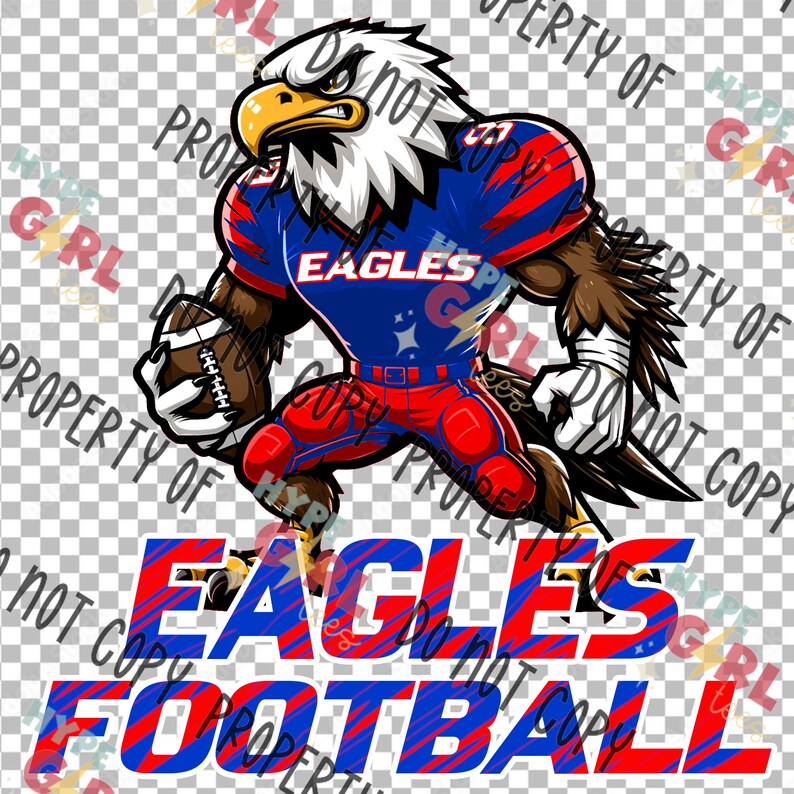 Eagles Football PNG Digital File. Blue & Red Variation. Other Colors ...