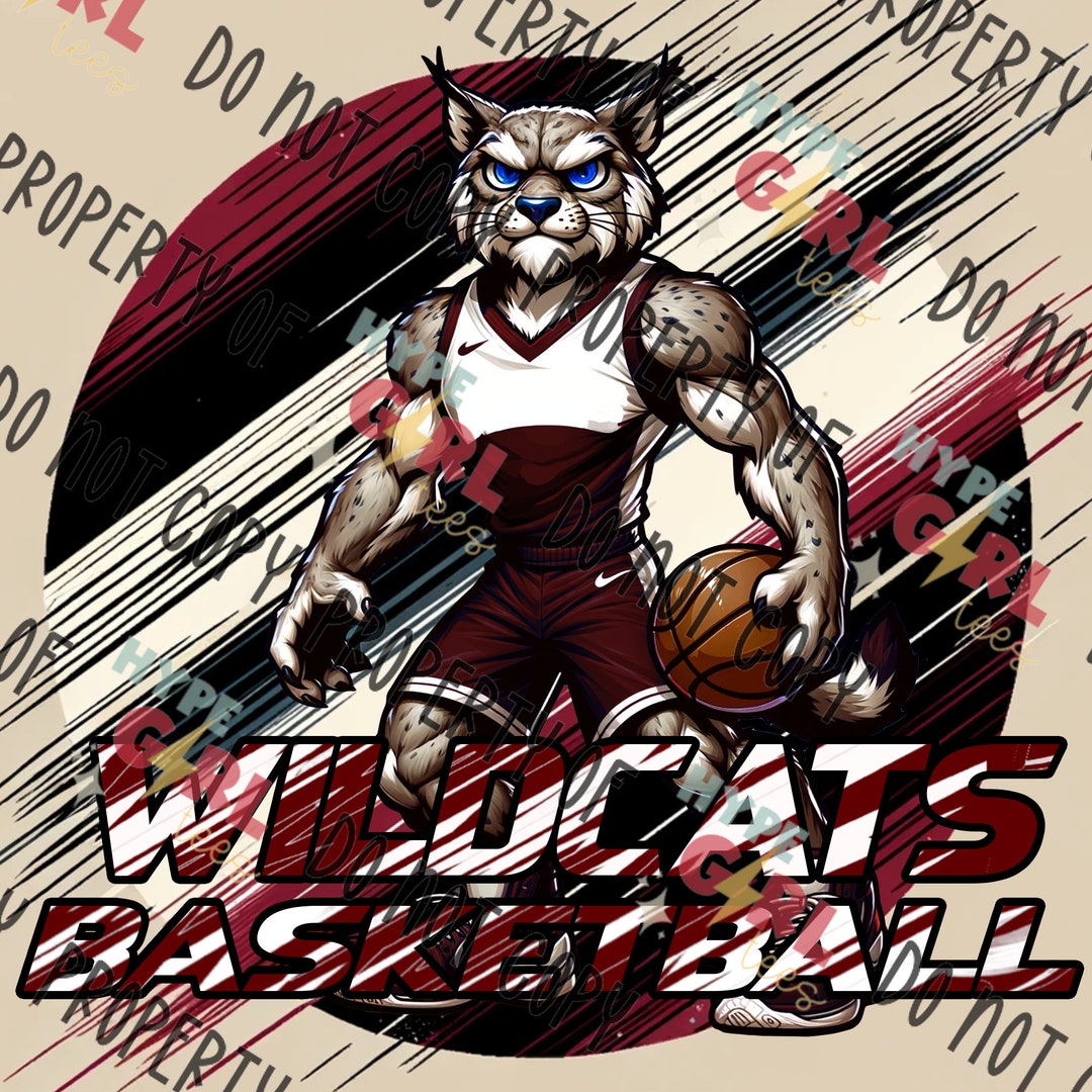 Wildcats Basketball Mascot PNG, Digital File. Bobcat Logo. Maroon ...