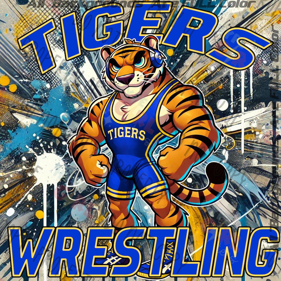 Tigers Wrestling Design Digital File, Blue & Gold Variation. Other ...