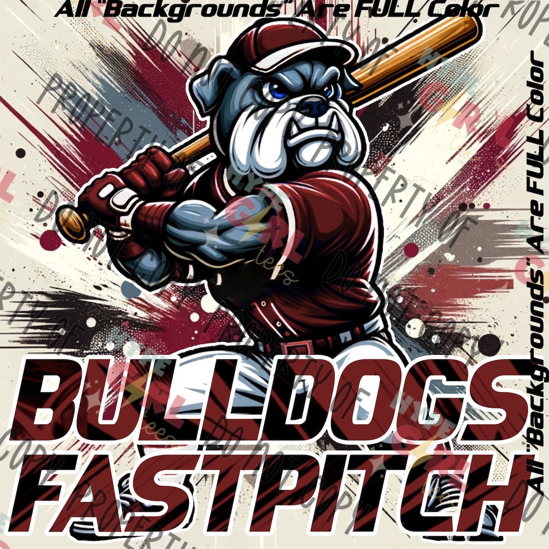 Bulldogs Baseball / Softball Mascot PNG Digital File. Maroon & White ...