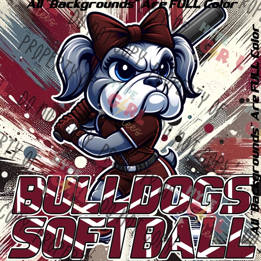 Lady Bulldogs Softball Design PNG Digital File. Maroon & White Version ...