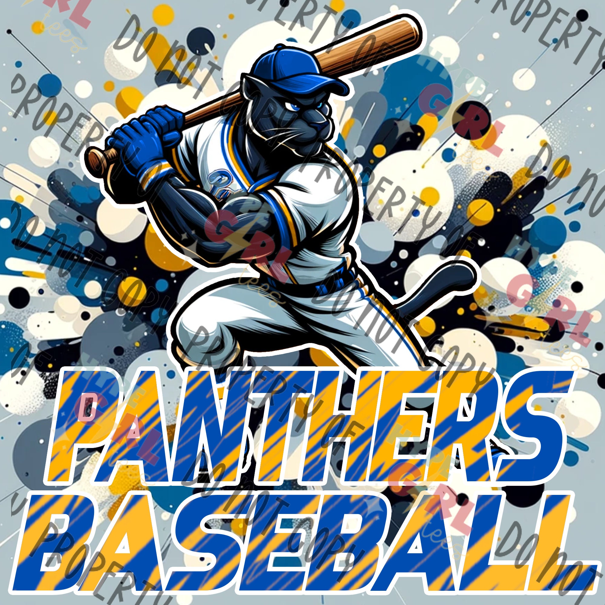 Panther Baseball Mascot PNG Digital File. Blue & Gold Variant. OTHER ...