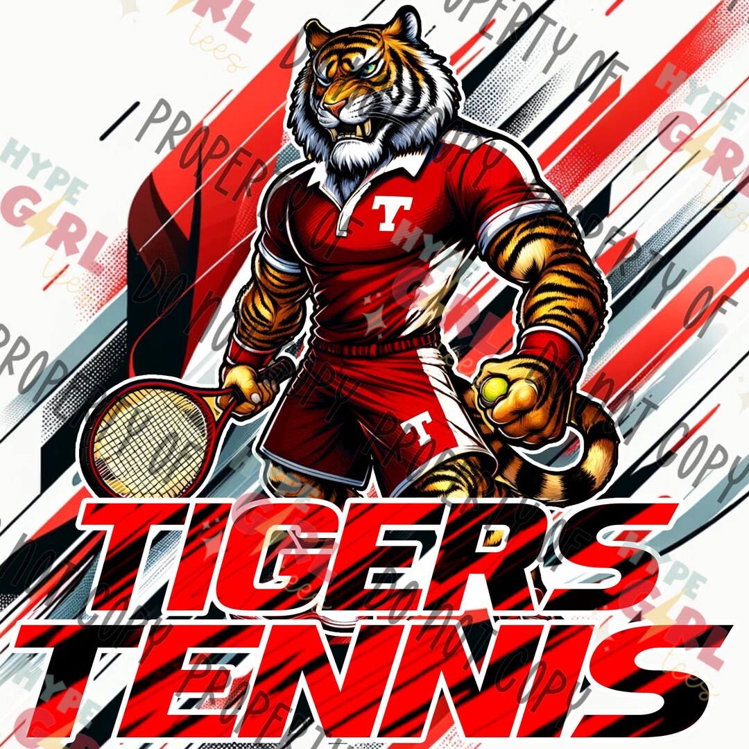 Tigers Tennis Mascot PNG Digital File. Red & White Variant. OTHER ...