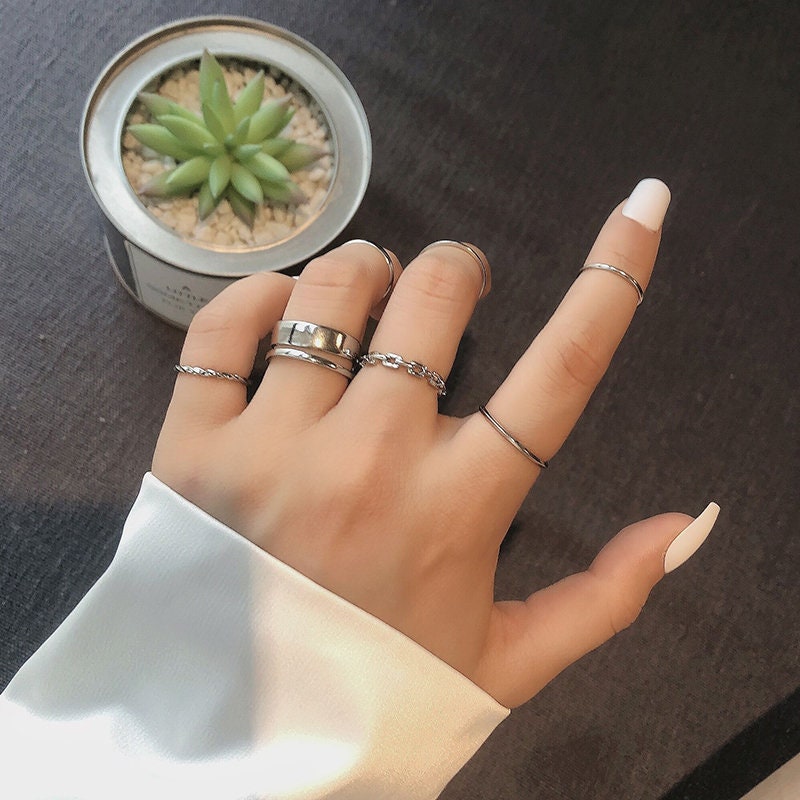Ring Set Set of 7 Rings Gold Ring Set Silver Ring Set - Etsy UK