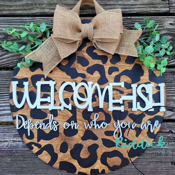Welcome Cheetah Door Sign - Etsy