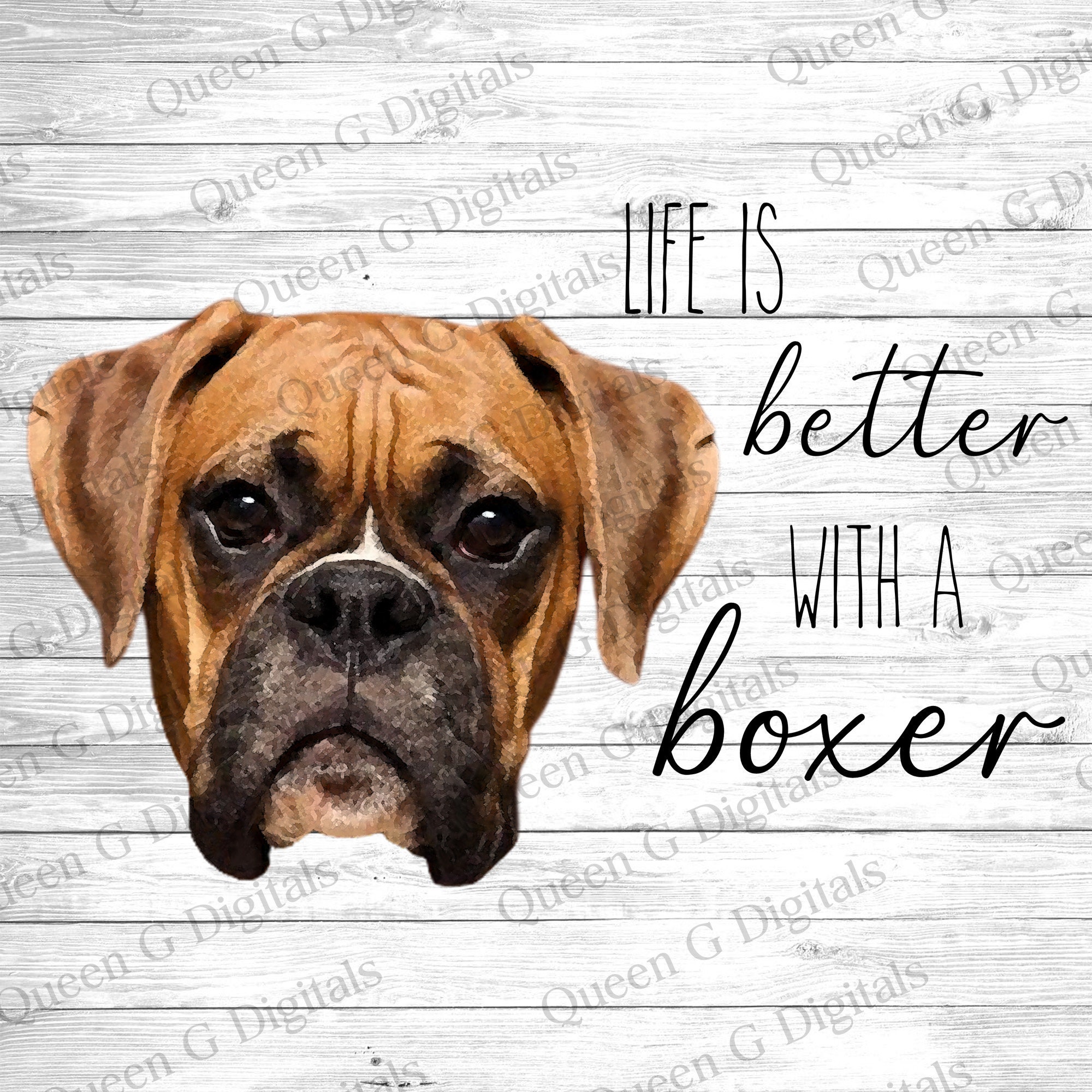 Watercolor Boxer PNG, Life is Better With a Boxer, Boxer PNG ...