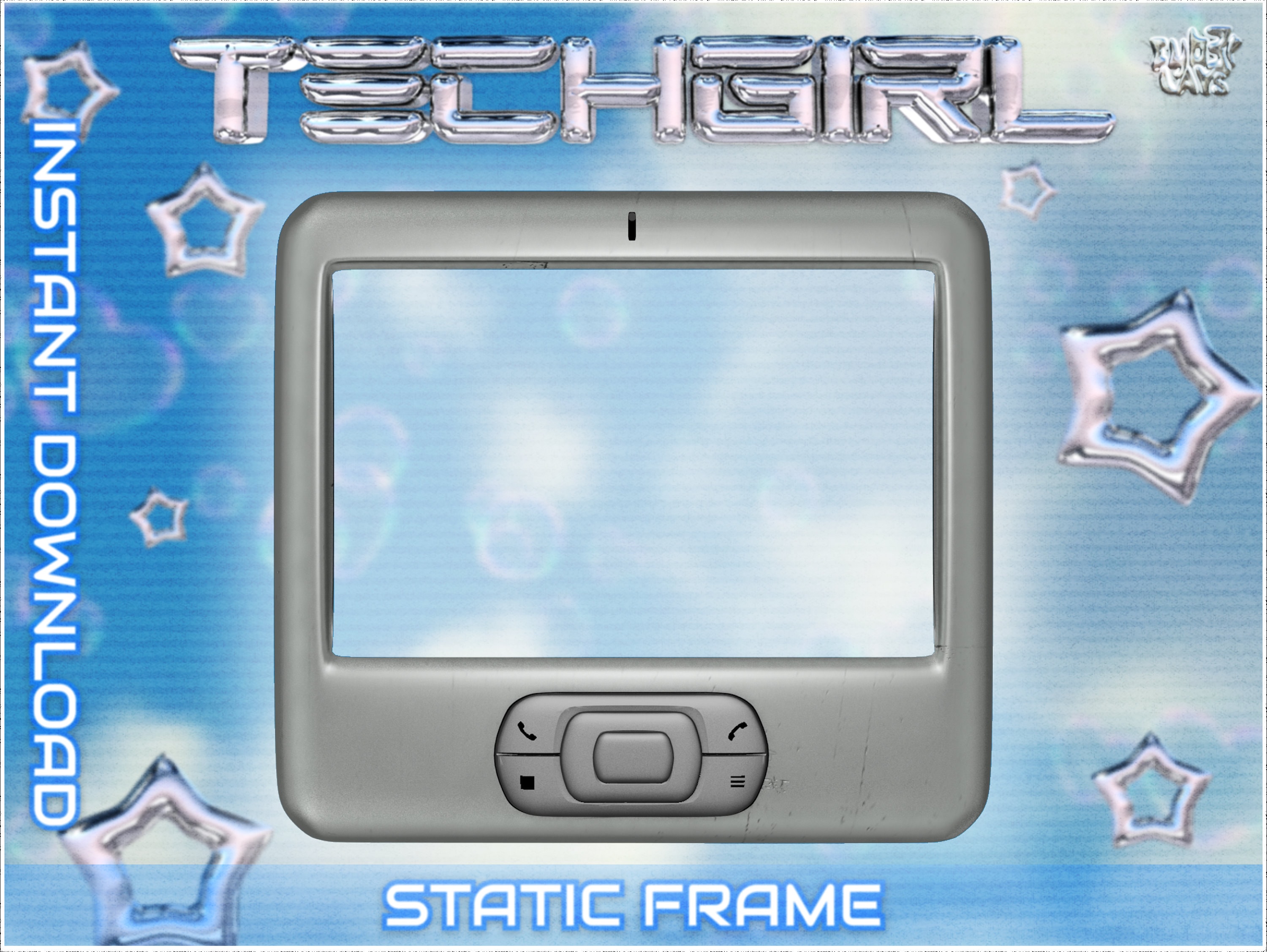 Twitch Streaming Y2K Static cellphone Cyber Silver Camera Frame Y2kcore ...