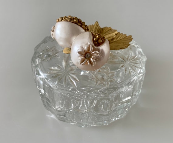 RARE Antique Victorian Heavy Cut Glass Lidded Trinket… - Gem