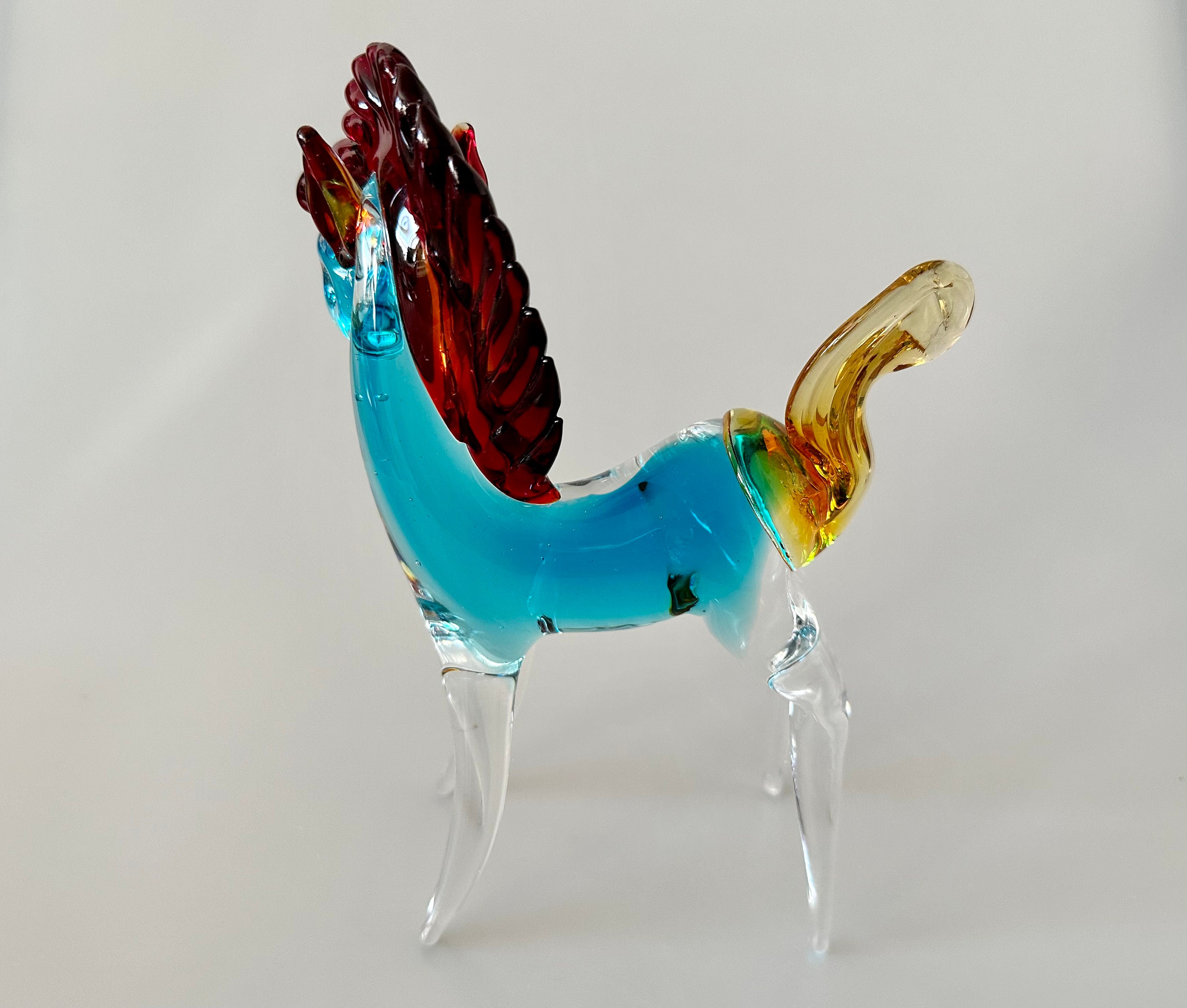 MURANO Glass Sculpture Horse 8.3 Original Sticker, Home Decor ...