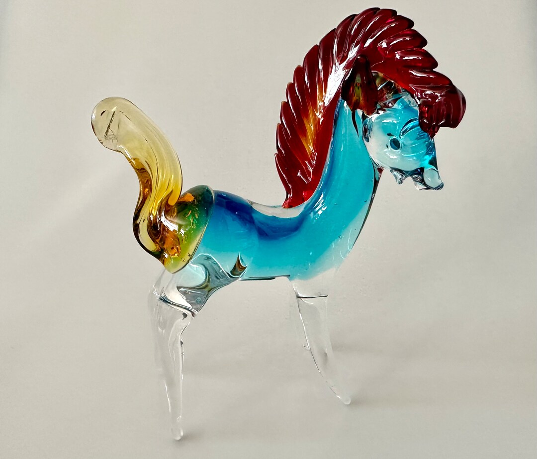 MURANO Glass Sculpture Horse 8.3 Original Sticker, Home Decor ...