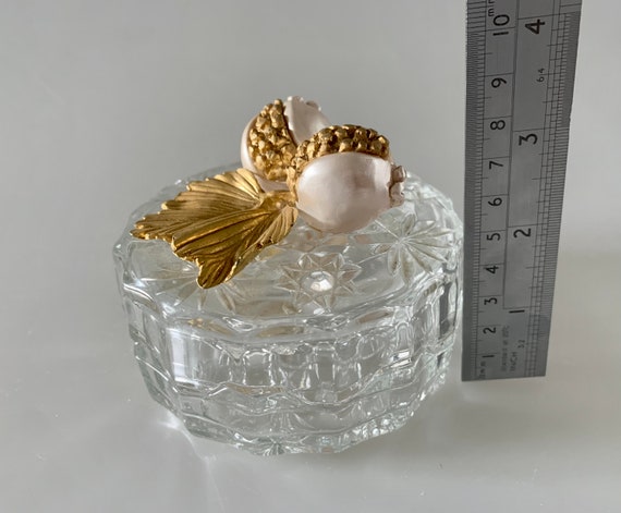 RARE Antique Victorian Heavy Cut Glass Lidded Trinket… - Gem