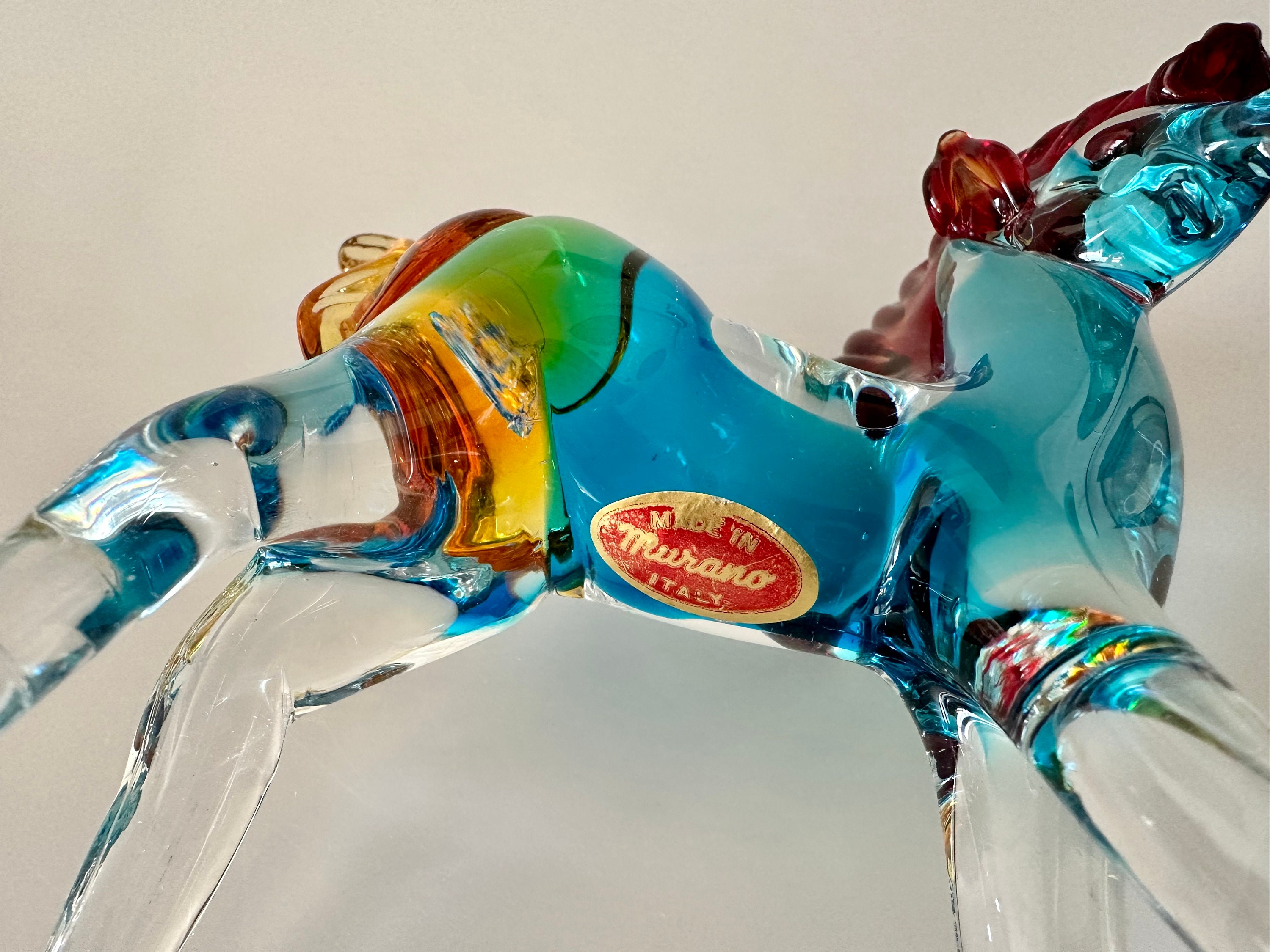 MURANO Glass Sculpture Horse 8.3 Original Sticker, Home Decor ...