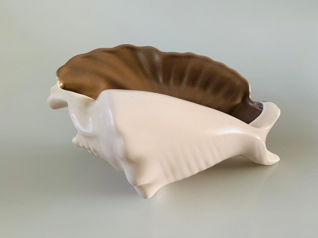 Rare POOLE POTTERY Twintone Mushroom and Sepia C54 Conch Shell, China ...