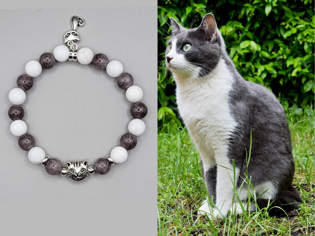 Gray White Cat Bracelet | Cat Bracelet | Cat Lover Gift | Cat Memorial ...