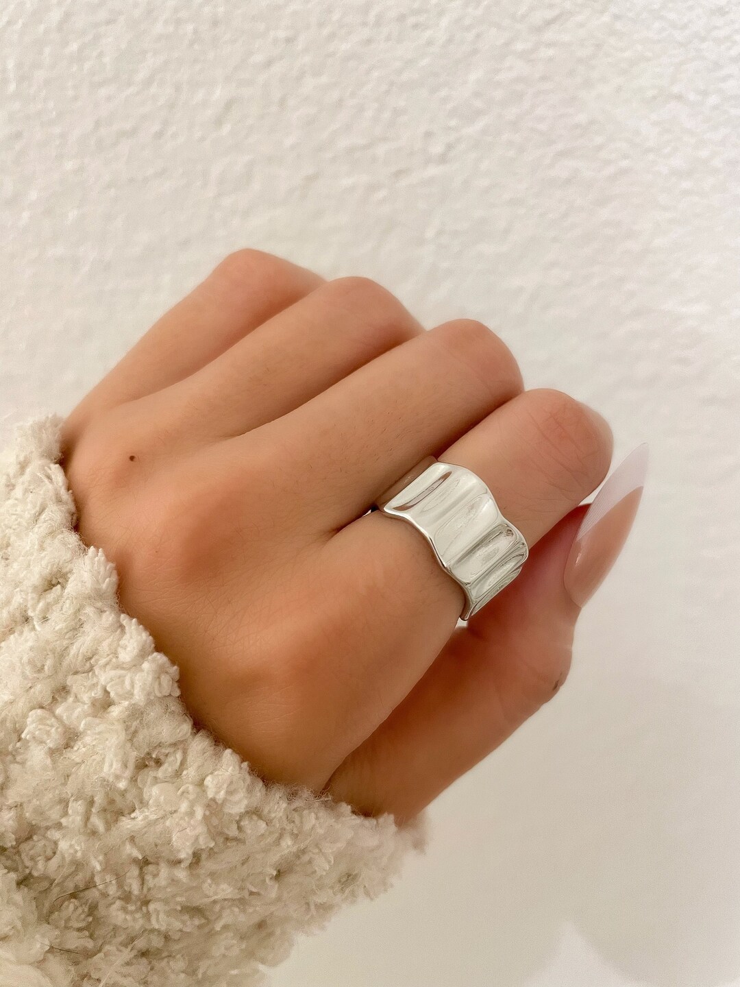 925 Silver Ring, Silver Chunky Ring, Bold Ring, Geometric Stackable ...