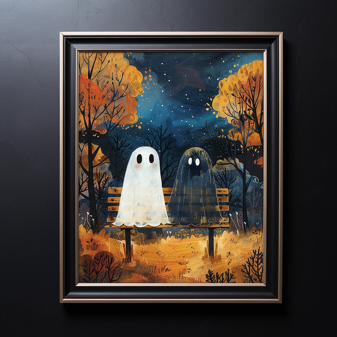 Cute Ghosts Print, Spooky Halloween Decor, Nursery Wall Decor, Mystical ...