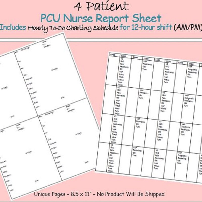 Pcu Nurse Report Sheet - Etsy