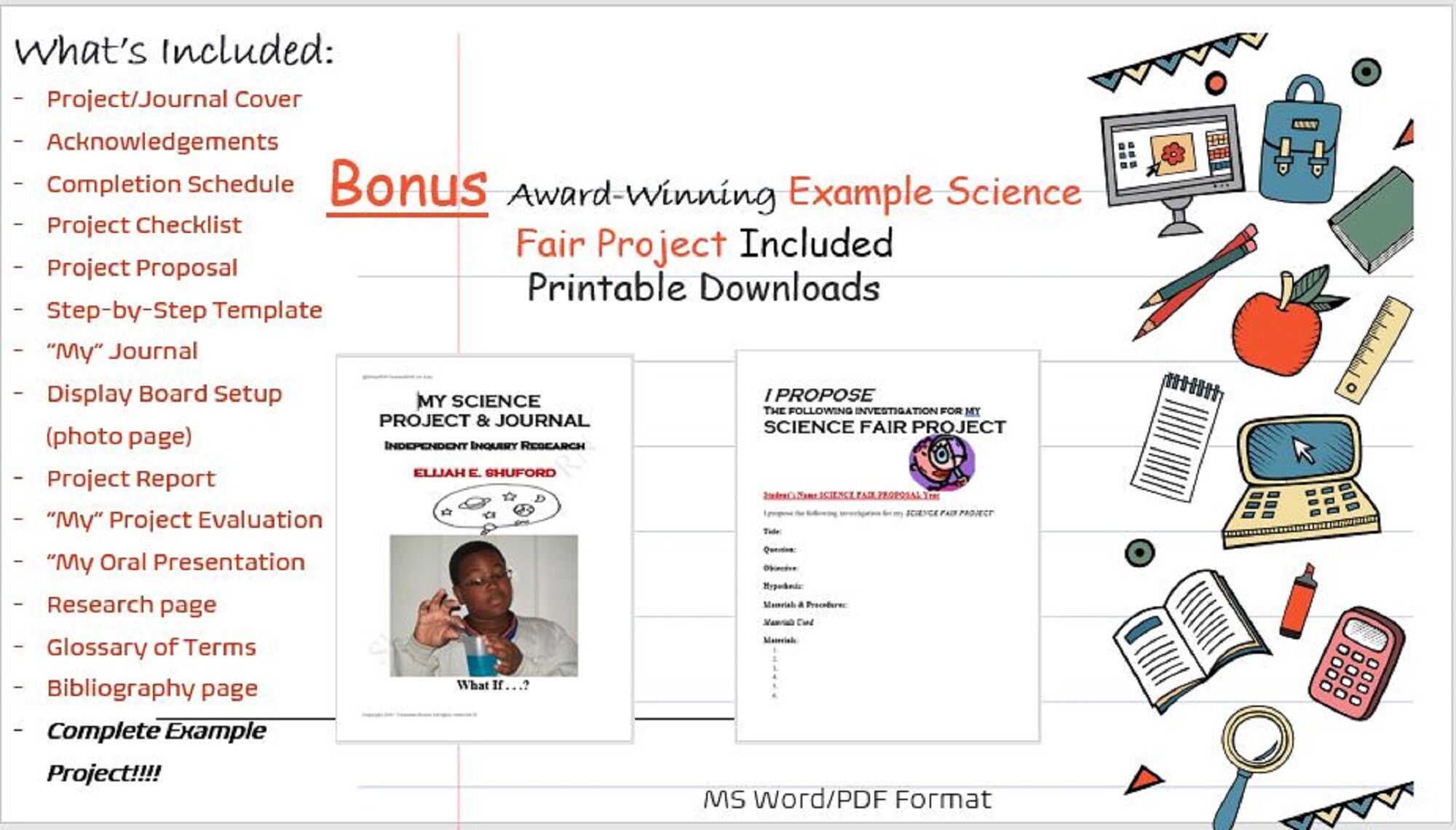 Science Fair Project Experiment Planner Guide With Bonus Example ...