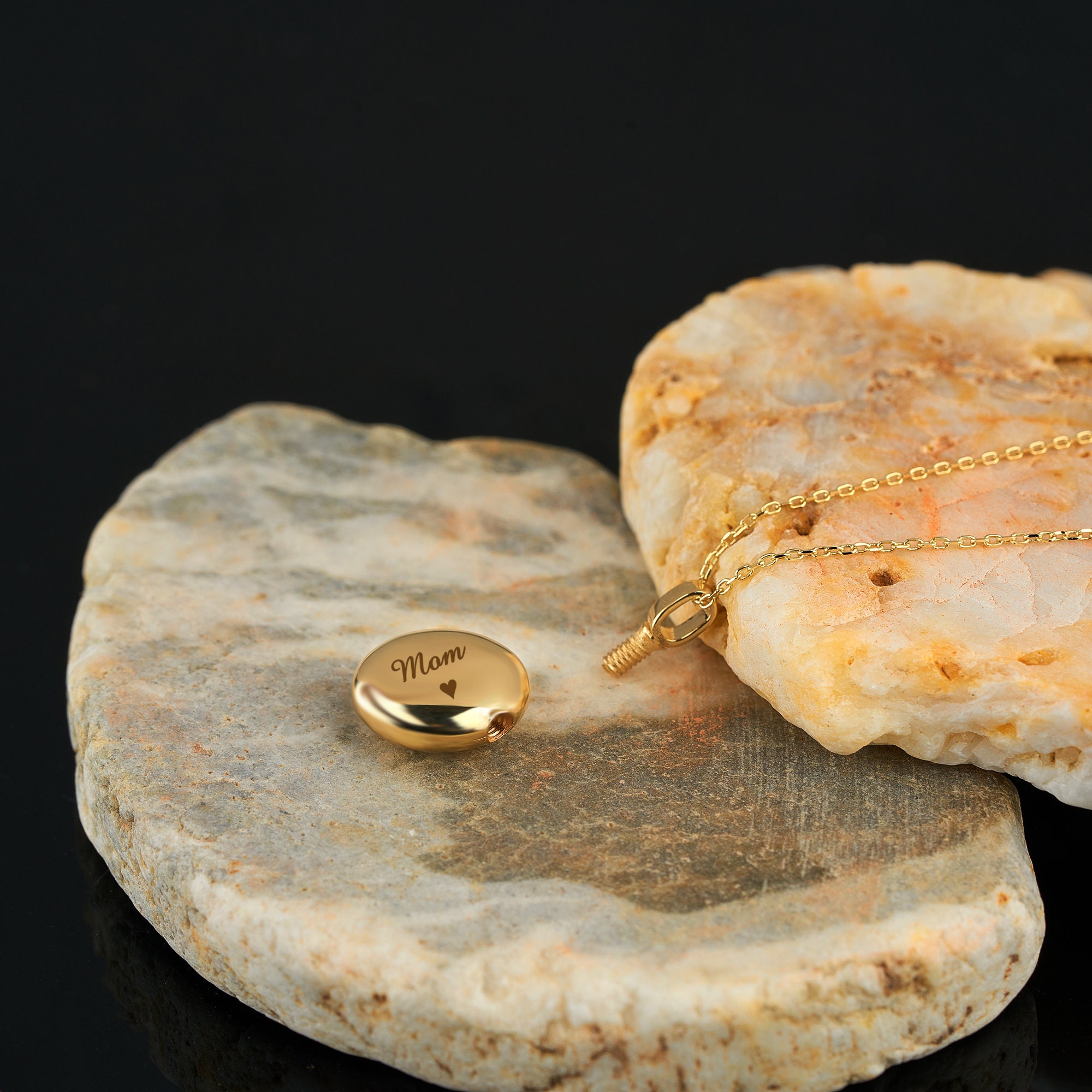 Ash Holder Round Urn 14K Gold Necklace, Personalized Cremation Disc ...