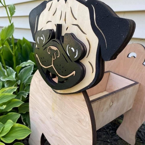 Pug Planter Hand-crafted Pug Decor Wooden Pug Planter - Etsy