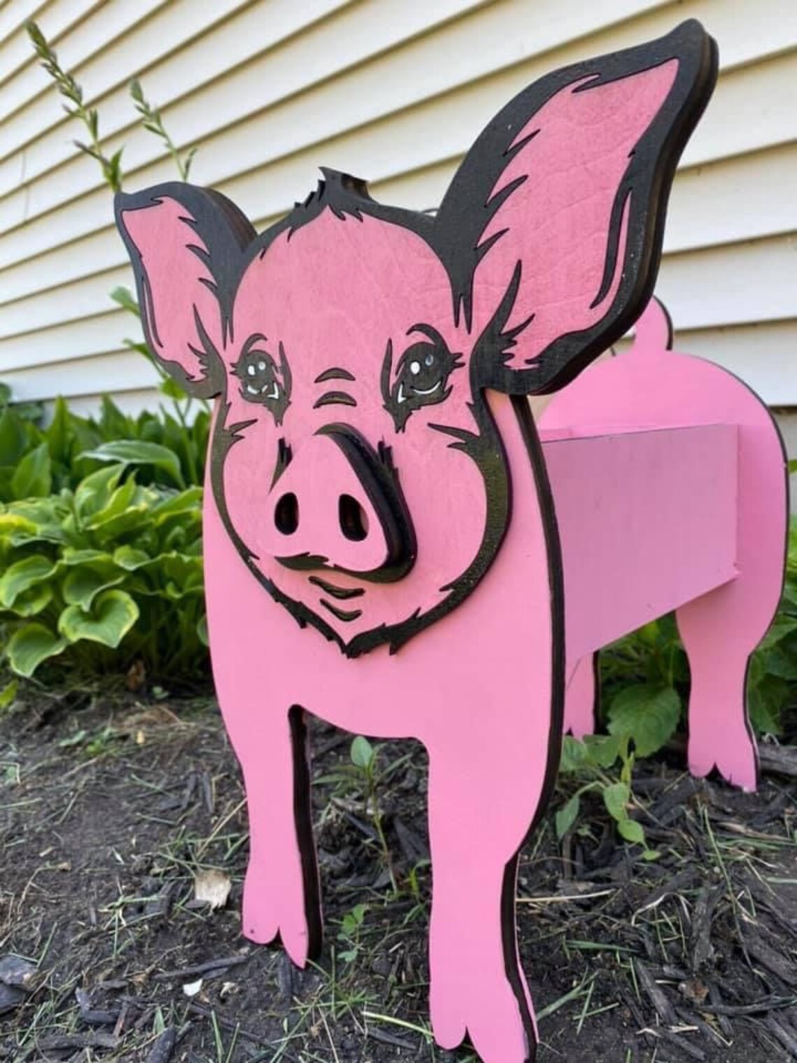 Pig Planter Hand-crafted Pig Decor Wooden Pig Planter - Etsy