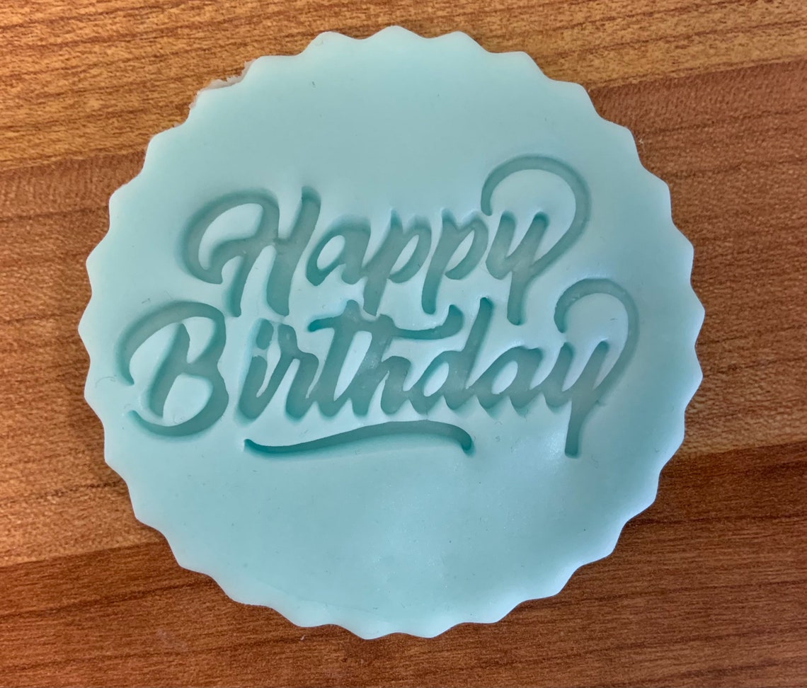 Happy Birthday Embosser Stamp Fondant Icing Cupcake Cutter | Etsy