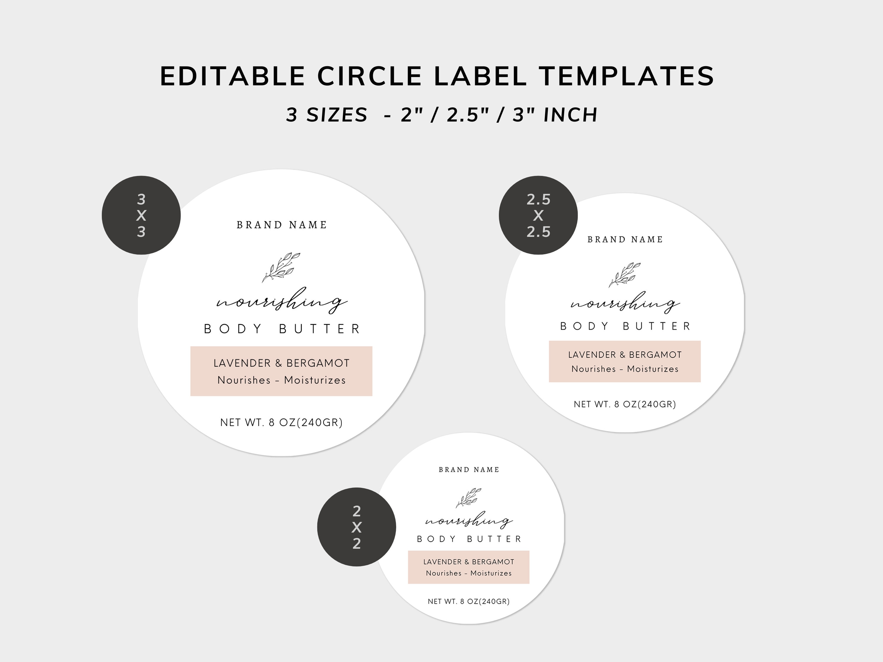 Circle Label Template, Round Lip Balm Label, 2 / 2.5 / 3 Inch Round ...