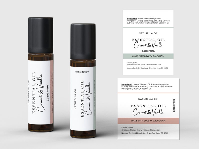 Essential Oil Roller Bottle Label, 10 Ml Oil Roller Bottle Label ...