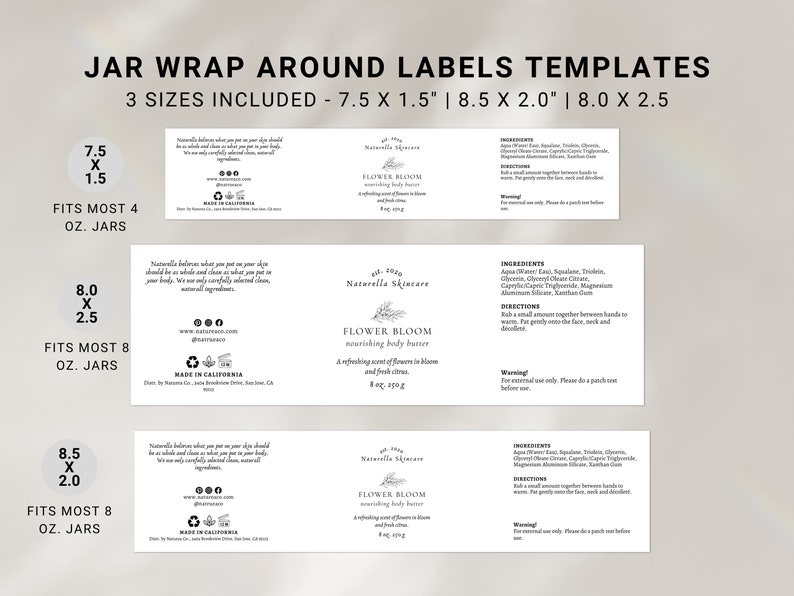 Editable JAR Label TEMPLATE CANVA Floral Jar Label With Top - Etsy