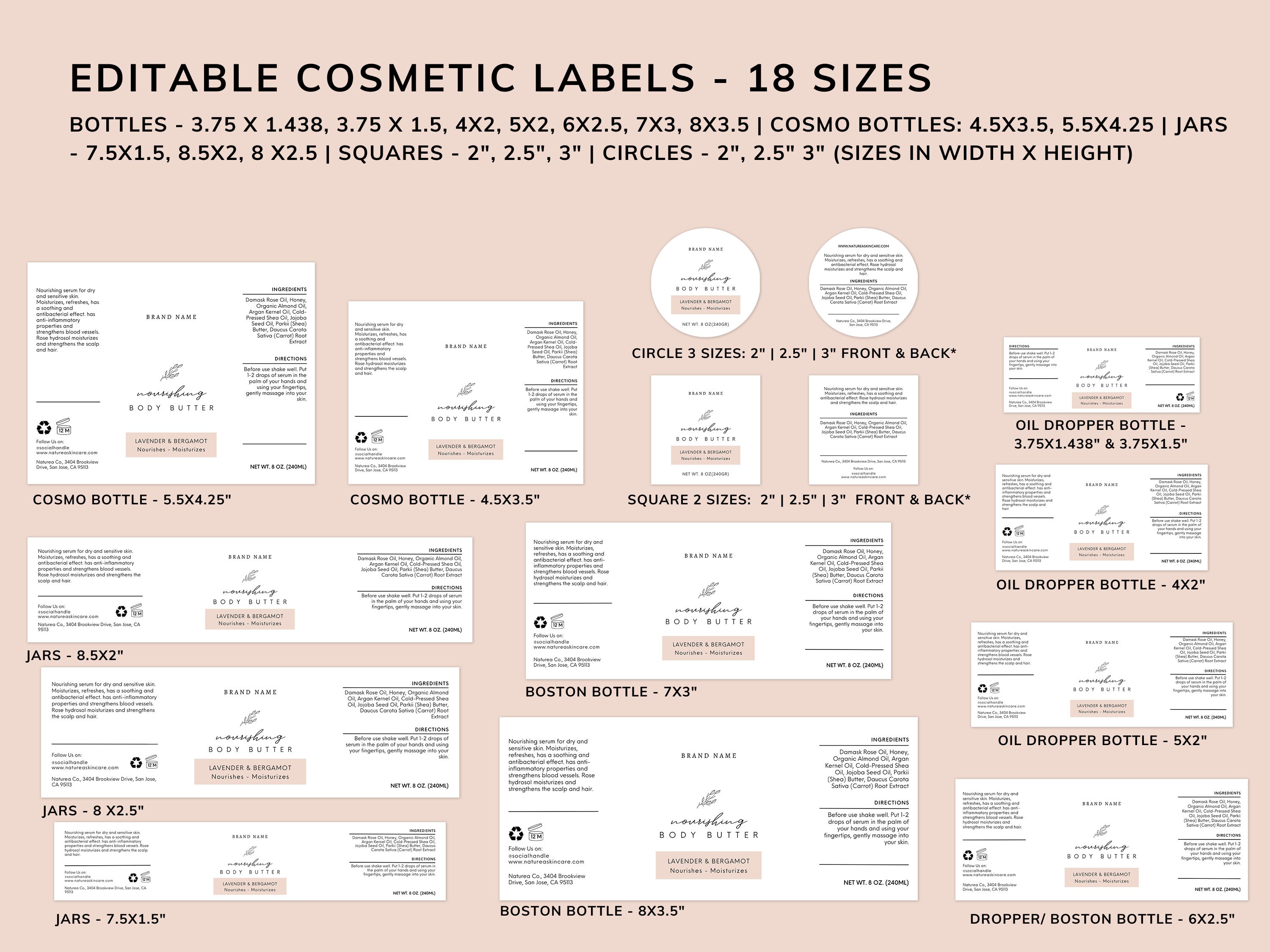 Editable Product Label Template Floral Skincare Cosmetic - Etsy