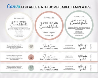 Editable Bath Bomb Label Template Canva, Belly Band Bath Bomb, Wrap ...