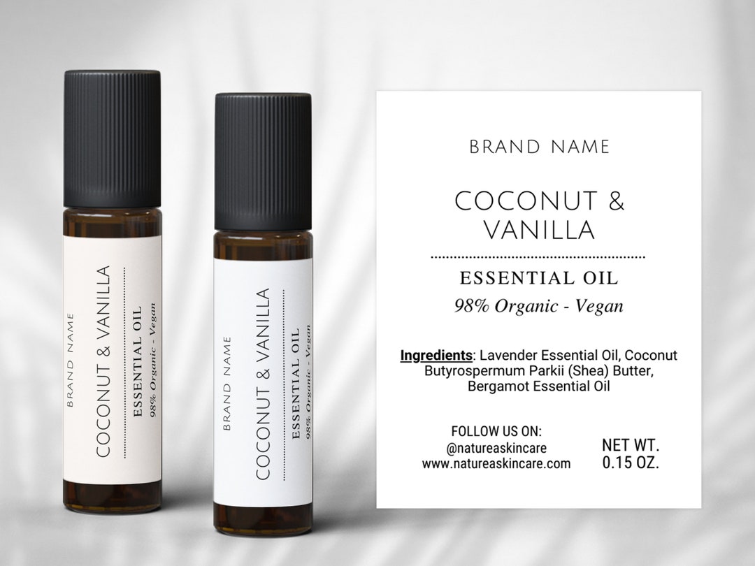 Essential Oil Roller Bottle Label, 10 Ml Oil Roller Bottle Label ...