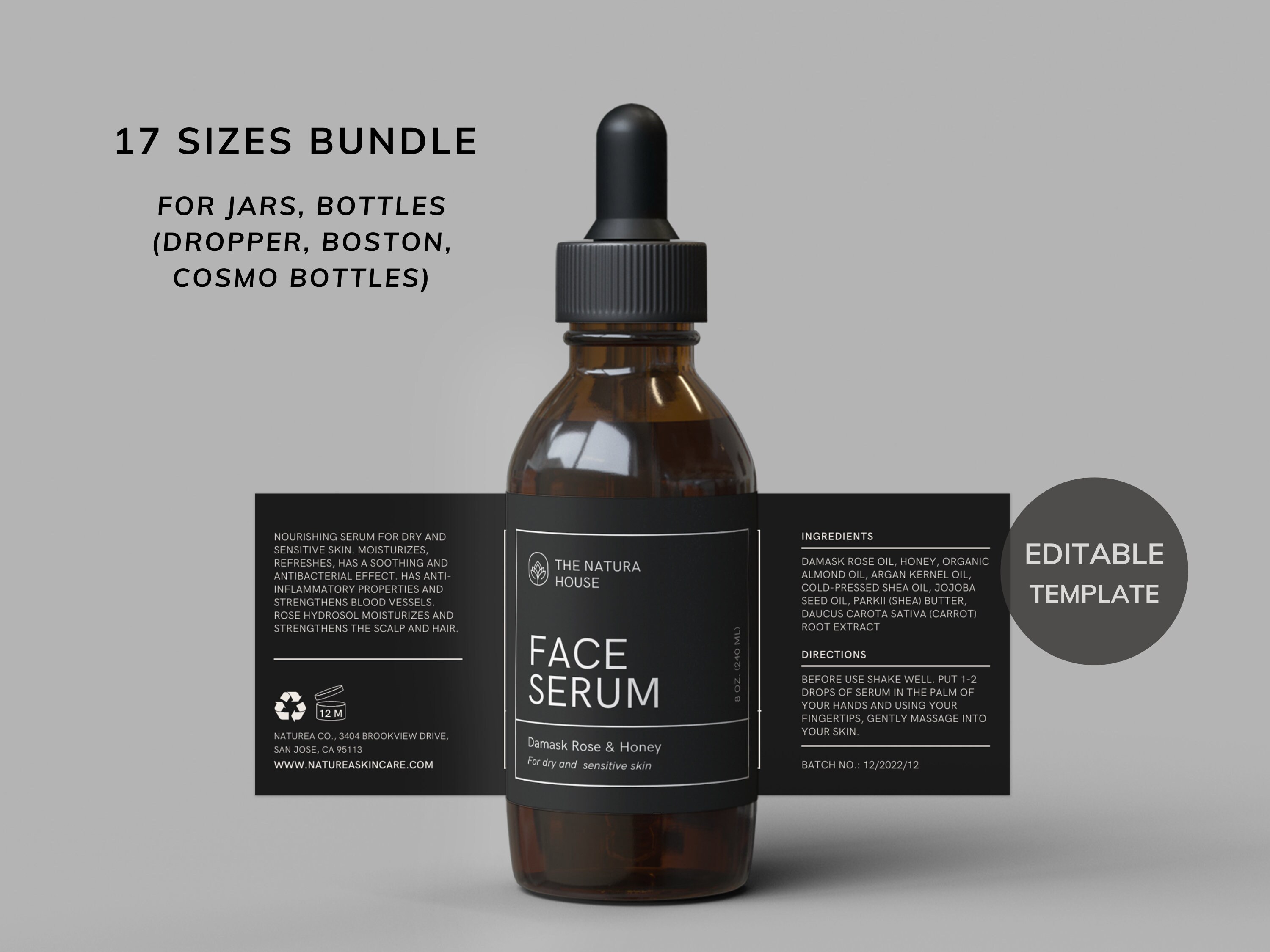 Editable Cosmetic Label Templates Elegant Skincare Product - Etsy Canada