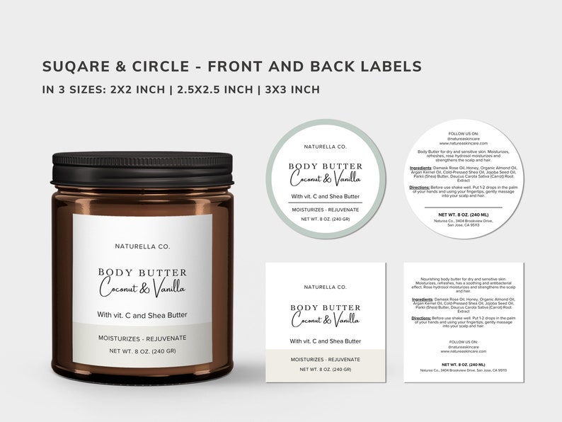Editable Cosmetic Labels Template CANVA, Modern Product Label Kit ...