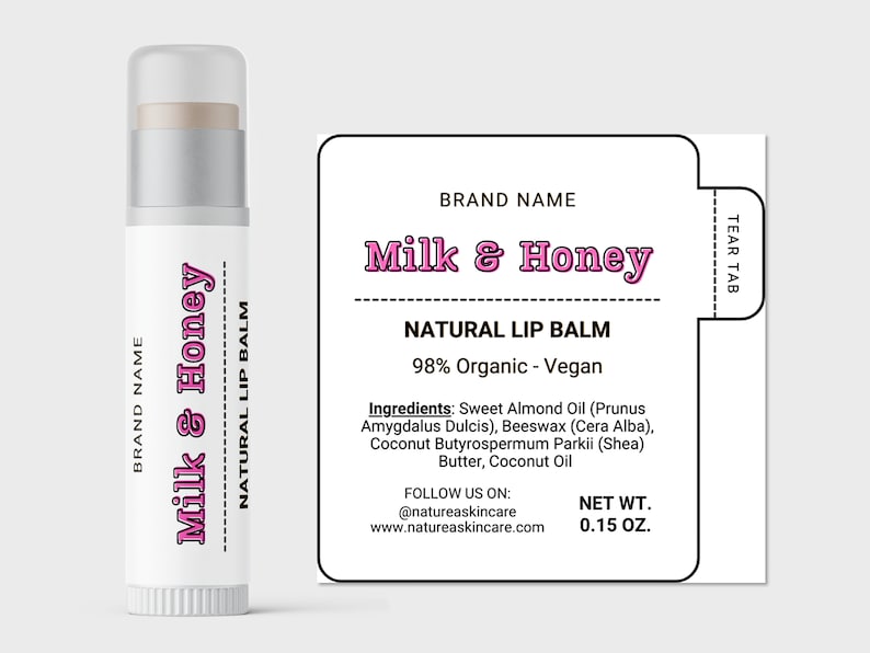 Lip Balm Label Template, Minimal Chapstick Label, 5 G Lip Balm Label ...
