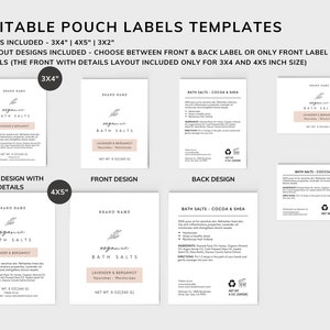 Pouch Label Templates Canva, Rectangle Product Label, Editable Bath ...