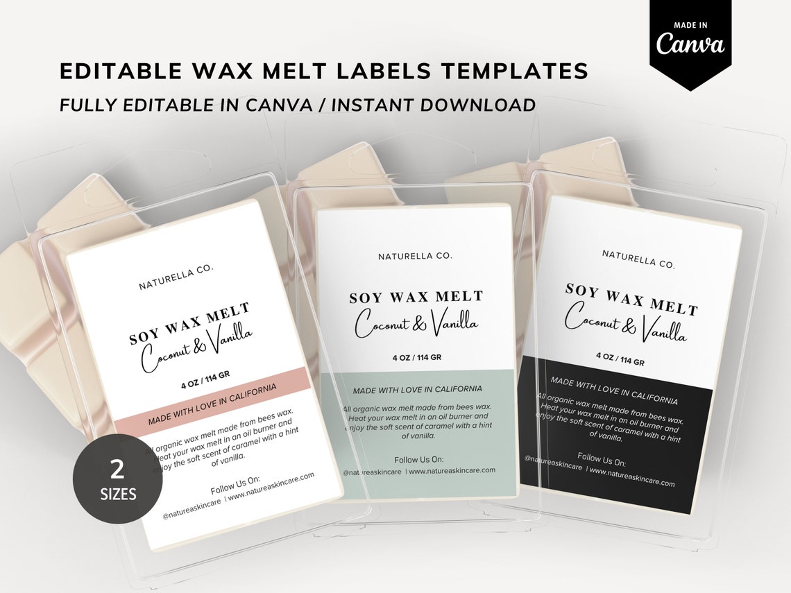 Wax Melt Label Template, Editable Wax Melt Tart DYI, Modern Wax Melt ...