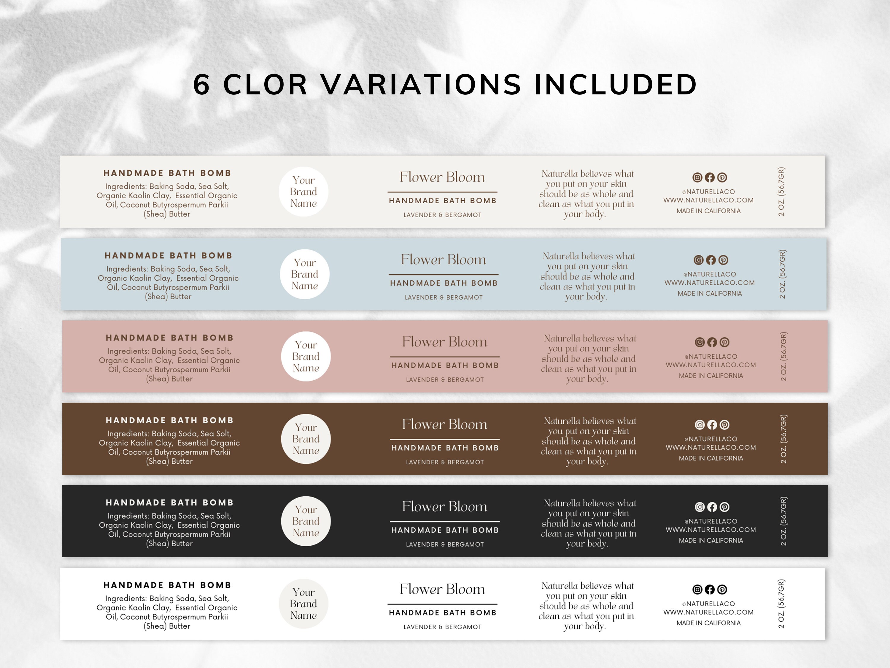 Editable Bath Bomb Label Template Canva, Belly Band Bath Bomb, Wrap ...