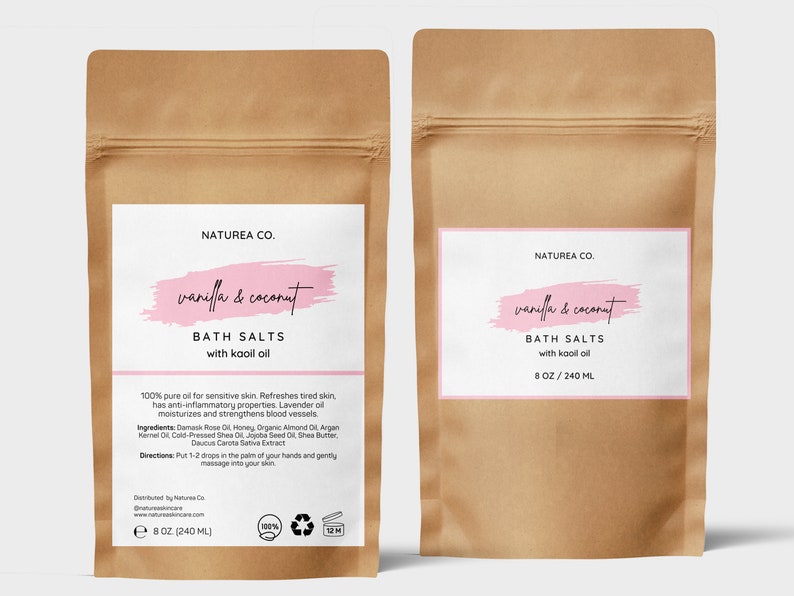 Editable Pouch Label Template Canva, Bath Salts Label, Editable Bath ...