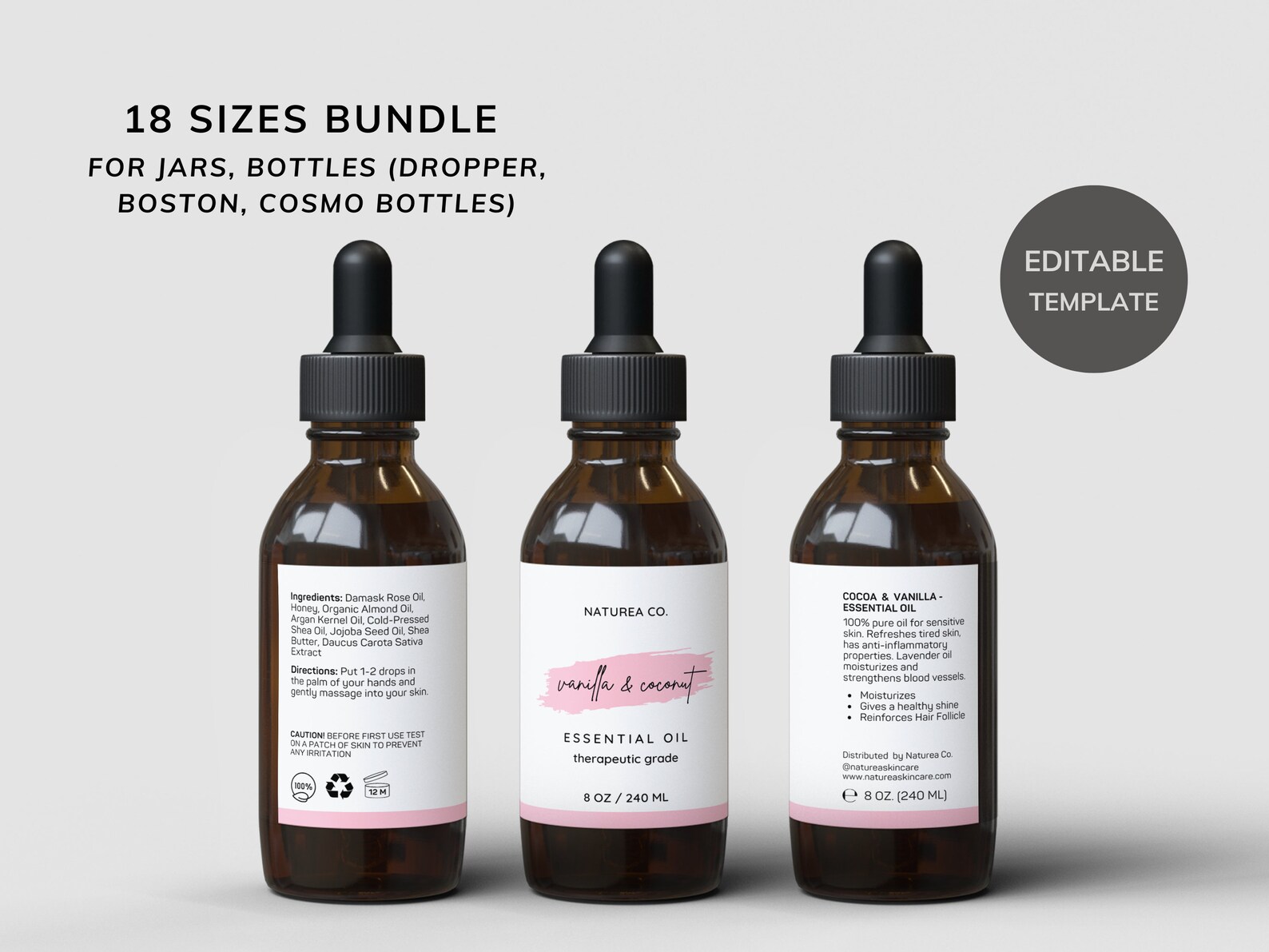 Editable Product Labels Template CANVA, Minimal Cosmetic Label, Clean ...