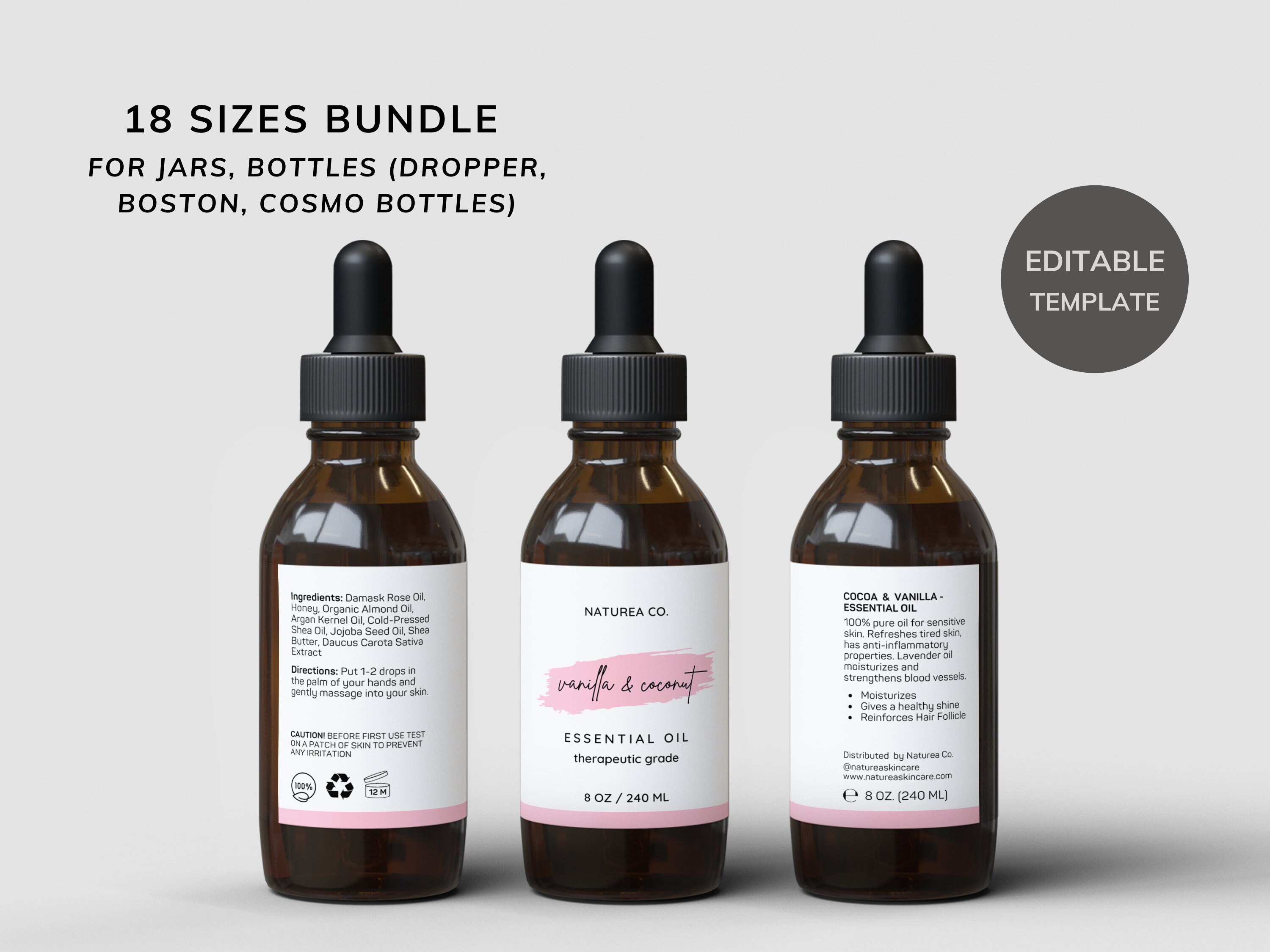 Editable Product Labels Template CANVA, Minimal Cosmetic Label, Clean ...