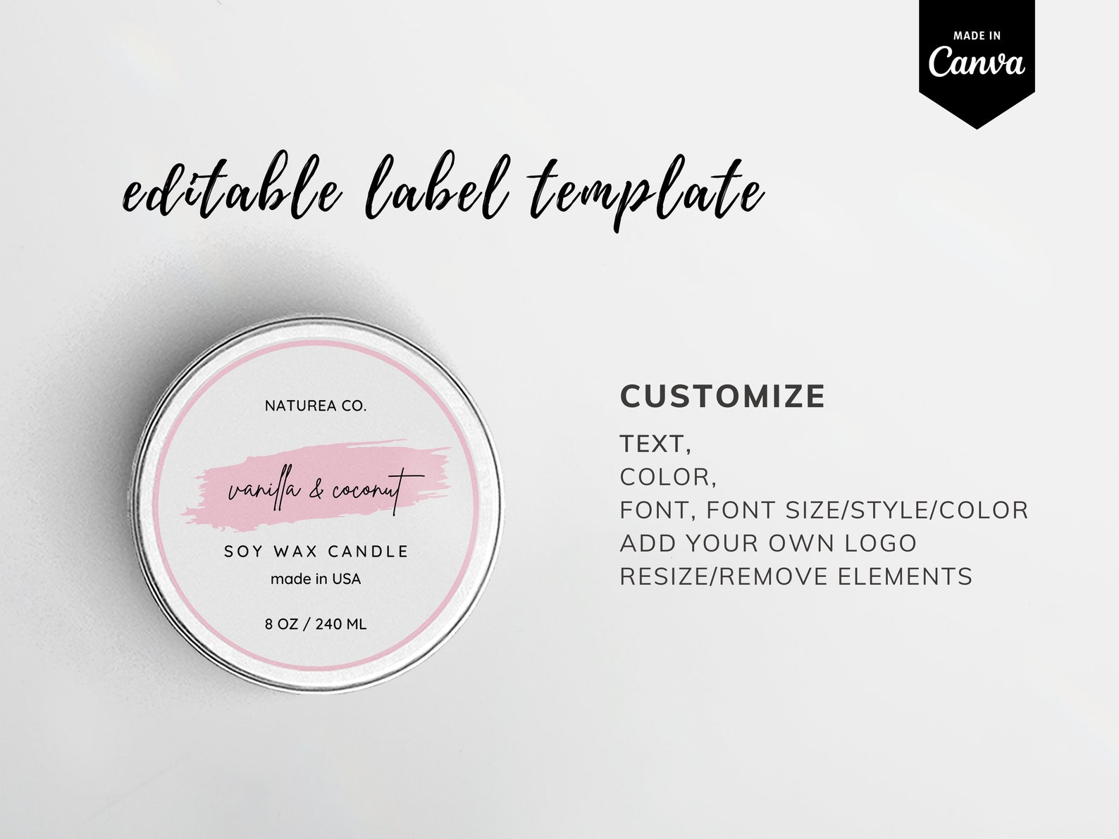 Editable Circle Label Template, Product Label, Circle Label for Jar ...