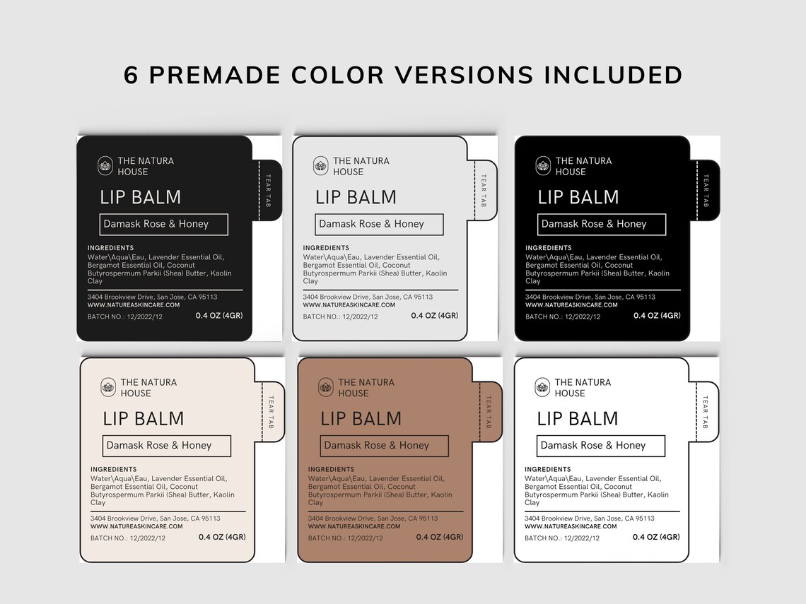 Lip Balm Label Template Canva - Chapstick Tube Label, Editable Lip Balm ...