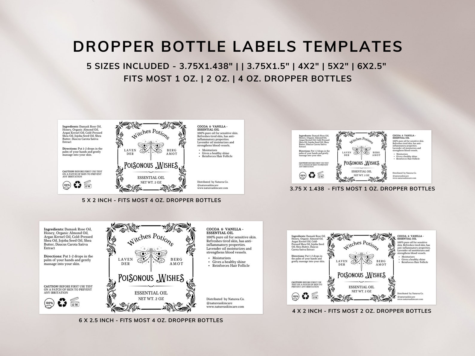 Dropper Bottle Label Template Canva, Tincture Label, Essential Oil ...
