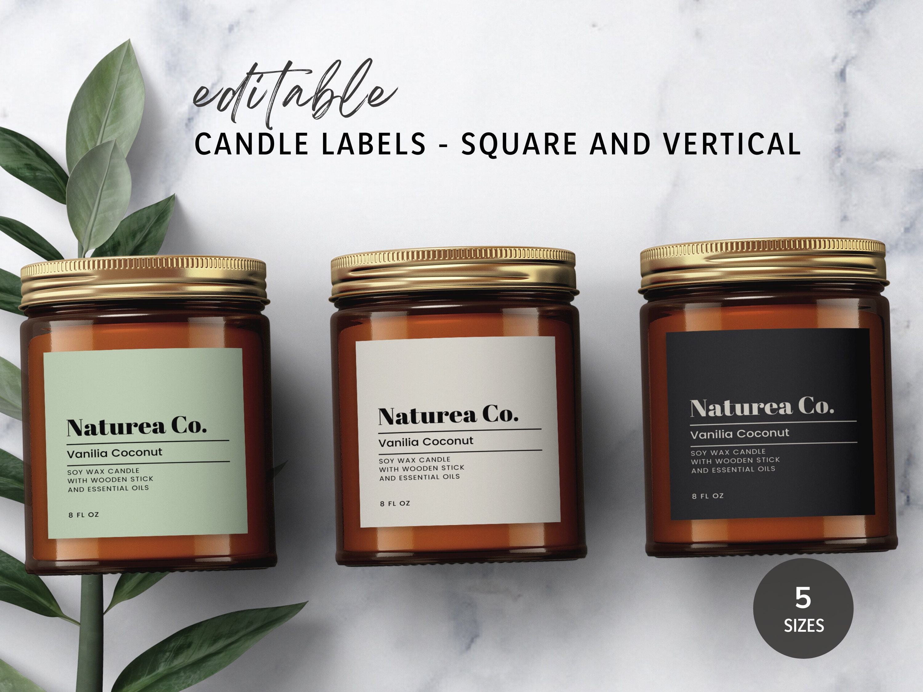 MONOCHROME Candle Label MODERN Candle Sticker Thin Candle - Etsy
