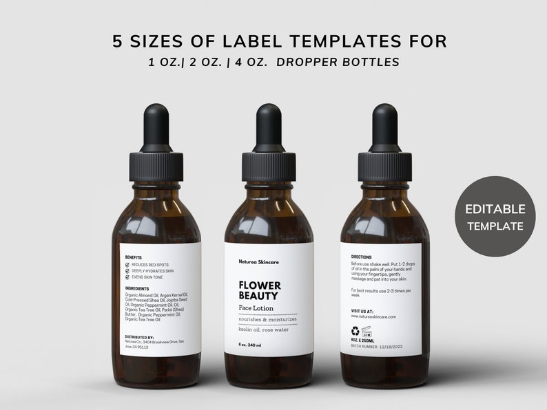Minimal Dropper Bottle Label Template Canva, Minimal Essential Oil ...